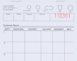 Waiter / Waitress / Server Order Pads (10/Pack, 50/Case)