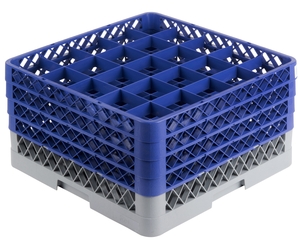 Noble Products 25-Compartment Gray Full-Size Glass Rack with 4 Blue ...