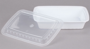 Choice 28 oz. White 8 3/4" x 6 1/4" x 1 3/4" Rectangular Microwavable ...