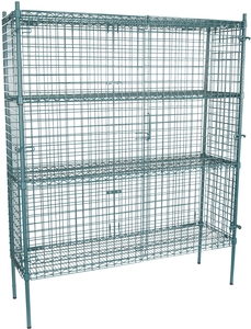 Regency NSF Stationary Green Wire Security Cage Kit - 18" x 60" x 74"