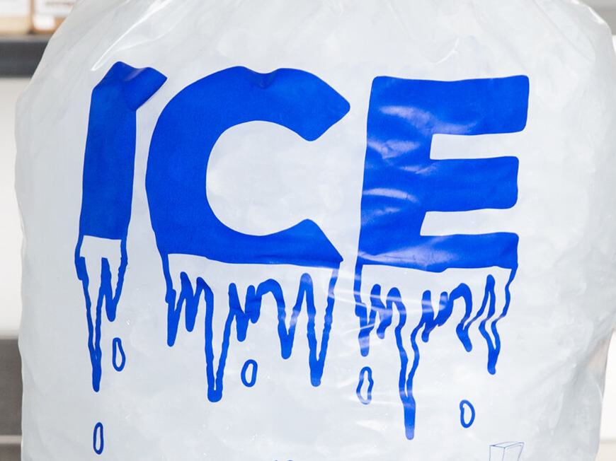 Choice 50 lb. Clear Plastic Ice Bag with Ice Print - 250/Case
