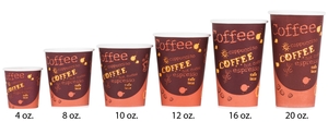 20 oz. Paper Hot Cups (Coffee Print) - 600/Case