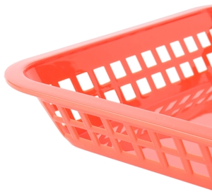 Choice 12" x 8 1/2" x 1 1/2" Red Rectangular Plastic Fast Food Basket ...