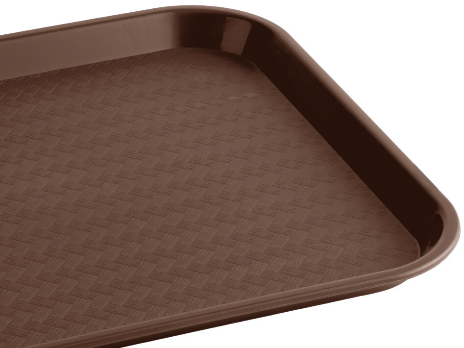 Choice 14" x 18" Chocolate Brown Plastic Fast Food Tray - 12/Pack