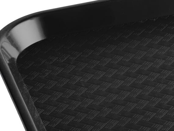 Choice 14" x 18" Black Plastic Fast Food Tray - 12/Pack