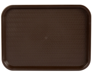 Choice 12" x 16" Chocolate Brown Plastic Fast Food Tray - 12/Pack