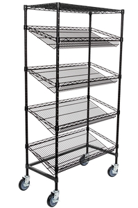 Regency Black Epoxy 5-Shelf Angled Mobile Merchandising Rack - 18" x 36 ...