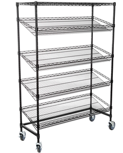 Regency Black Epoxy 5-Shelf Angled Mobile Merchandising Rack - 18" x 48 ...