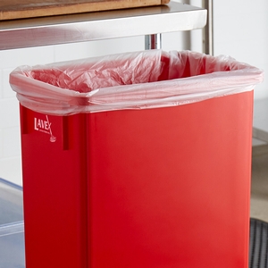 Lavex 23 Gallon Red Slim Rectangular Trash Can