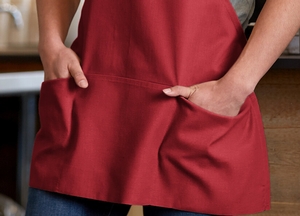 Choice Red Customizable Poly-Cotton Front of House Bib Apron with 3 ...