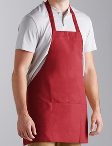 Choice Red Customizable Poly-Cotton Front of House Bib Apron with 3 ...