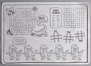 Choice 10" x 14" Kids Dinosaur Double Sided Interactive Placemat ...