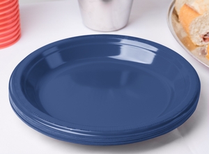 Creative Converting 28113731 10" Navy Blue Plastic Plate - 20/Pack