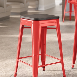 Lancaster Table & Seating Alloy Series Ruby Red Indoor Backless Counter ...