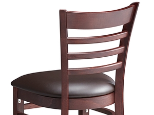 Mahogany Finish Wood Ladder Back Chair with Dark Brown Vinyl Seat ...