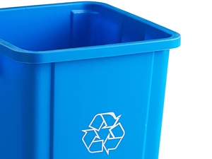 Lavex Janitorial 19 Gallon Blue Square Recycle Bin