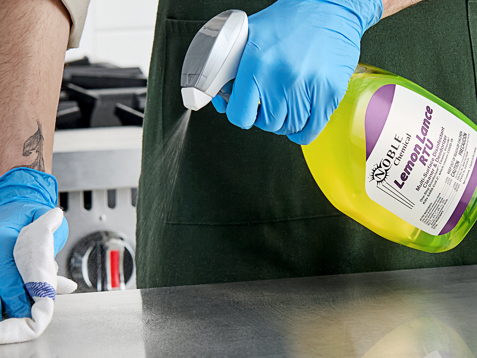 Noble 1 Qt. / 32 oz. Lemon Lance Ready-to-Use Disinfectant & Detergent ...