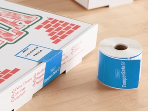 TamperSafe 2 1/2" x 6" Customizable Blue Paper Tamper-Evident Label ...