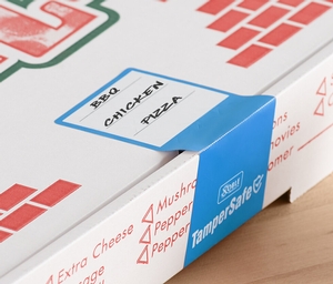 TamperSafe 2 1/2" x 6" Customizable Blue Paper Tamper-Evident Label ...