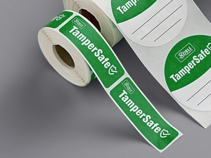TamperSafe 1" x 3" Customizable Green Paper Tamper-Evident Label - 250/Roll