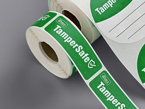 TamperSafe 2 1/2" x 6" Customizable Green Paper Tamper-Evident Label ...