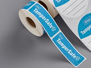 TamperSafe 1" x 3" Customizable Blue Paper Tamper-Evident Label - 250/Roll