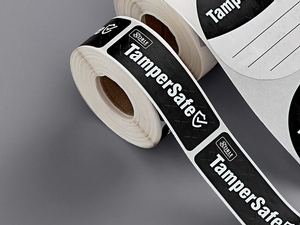 TamperSafe 2 1/2" x 6" Customizable Black Paper Tamper-Evident Label ...