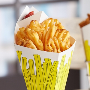 Carnival King 20 oz. Square French Fries Cardboard Fry Cone - 100/Pack