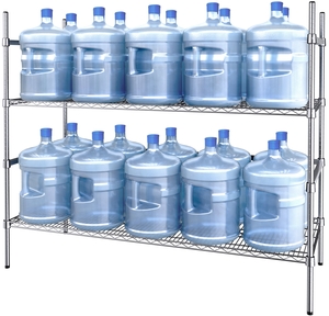 Regency 20-Jug Chrome 5 Gallon Water Jug Rack - 24" x 60" x 54" - 2 Shelves