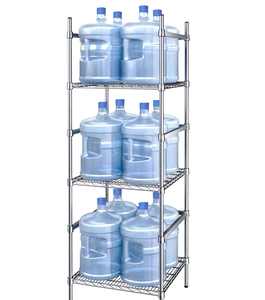 Regency 12-Jug Chrome 5 Gallon Water Jug Rack - 24" x 24" x 74" - 3 Shelves