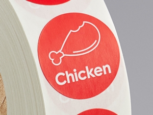Point Plus Chicken Permanent 1" Red Label - 1000/Roll