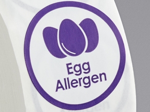 Point Plus Egg Allergen Permanent 1" Purple Label - 1000/Roll