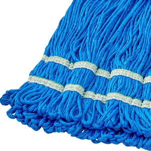 Lavex 15 oz. Blue Microfiber Looped End Wet Mop Head with 5" Red Headband