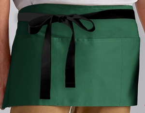 Choice Kelly Green Waist Apron with Black Webbing and 3 Pockets - 12"L ...