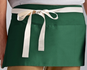 Choice Kelly Green Poly-Cotton Waist Apron with Natural Webbing and 3 ...