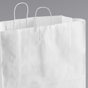 Choice 18" x 7" x 18 3/4" White Paper Customizable Shopping Bag with ...