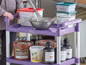 Choice Purple Utility / Bussing Cart with Three Shelves - 32" x 16"