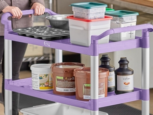 Choice Purple Utility / Bussing Cart with Three Shelves - 42" x 20"
