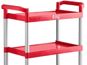 Choice Red Utility / Bussing Cart with Three Shelves - 32" x 16"