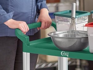 Choice Green Utility / Bussing Cart with Two Shelves - 32" x 16"