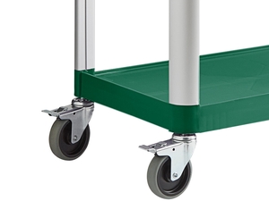 Choice Green Utility / Bussing Cart with Two Shelves - 32" x 16"