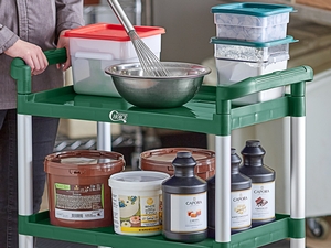 Choice Green Utility / Bussing Cart with Three Shelves - 32" x 16"