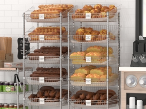 Regency NSF Chrome Mobile 5 Basket Storage Display Stand - 18" x 24" x 80"