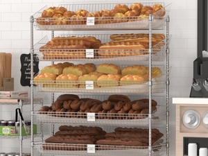 Regency NSF Chrome Mobile 5 Basket Storage Display Stand - 18" x 48" x 80"