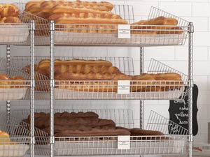 Regency NSF Chrome Stationary 5 Basket Storage Display Stand - 24" x 36 ...