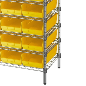 Regency 18" x 36" x 74" Wire Shelving Unit with 44 Yellow Bins