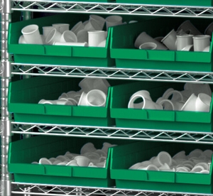 Regency 24" x 36" x 74" Wire Shelving Unit with 33 Yellow Bins