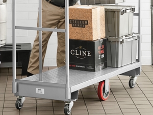 Lavex 24" x 60" Heavy-Duty Steel U-Boat Utility Cart - 2000 lb. Capacity