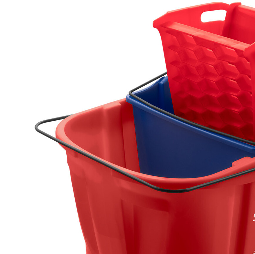 Carlisle OmniFit™ 9690405 35 Qt. Red Mop Bucket with Side Press Wringer ...