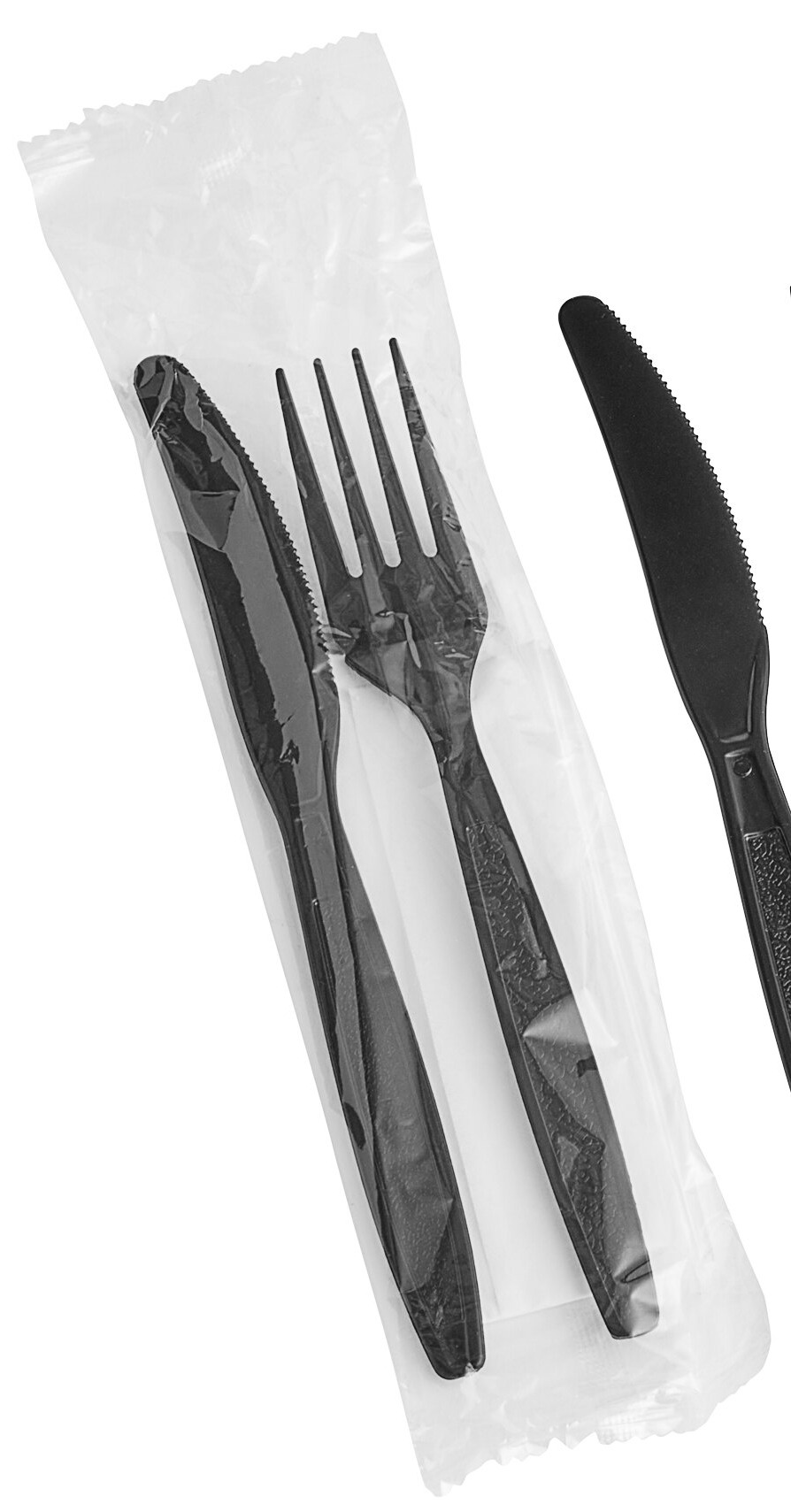 Choice Black Heavy Weight Wrapped Polystyrene Plastic Fork and Knife ...